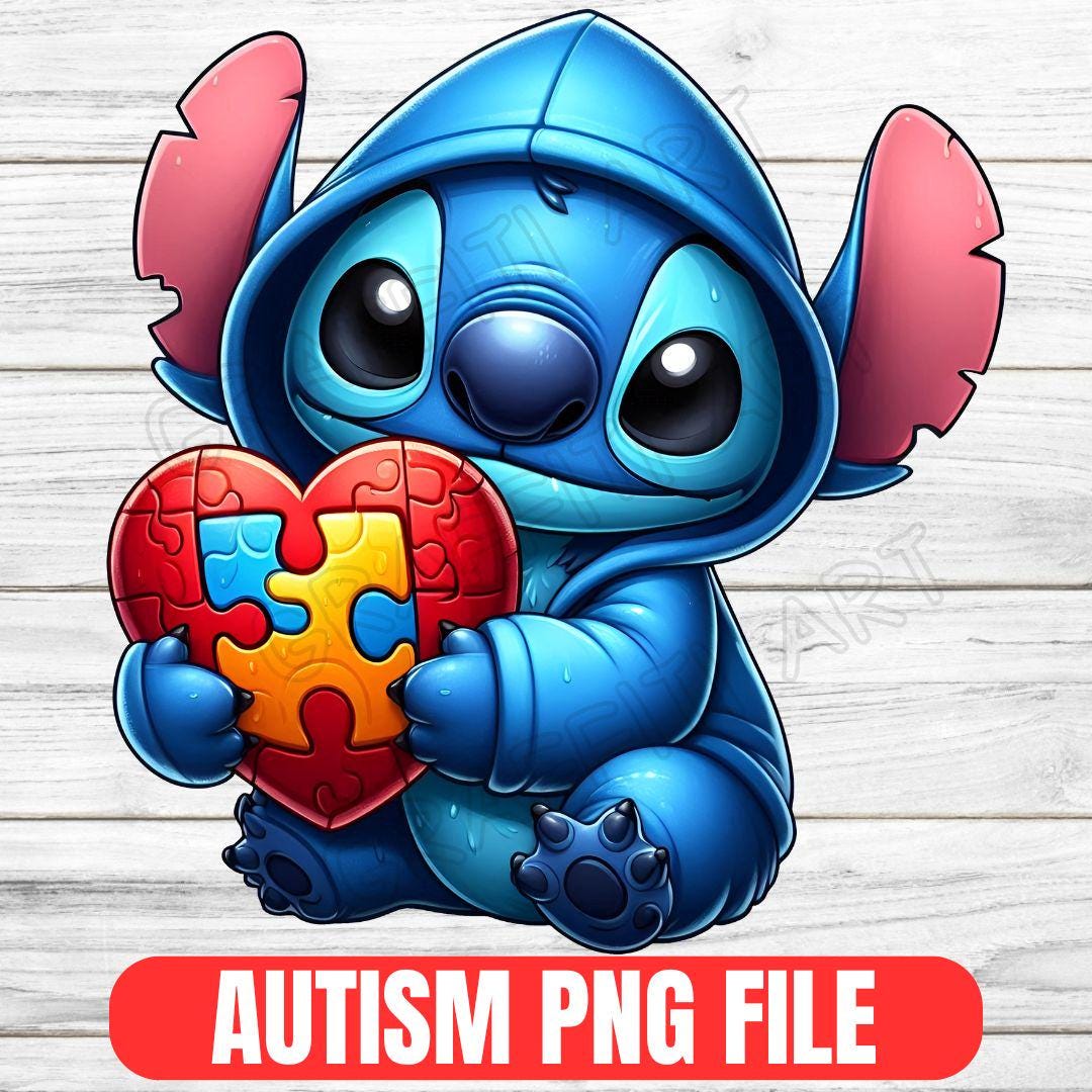 Stitch Autism Awareness PNG: Puzzle Heart Design (digital Download) - Etsy