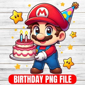 Super Mario Birthday Party PNG: Kids Cartoon Invitation (digital ...