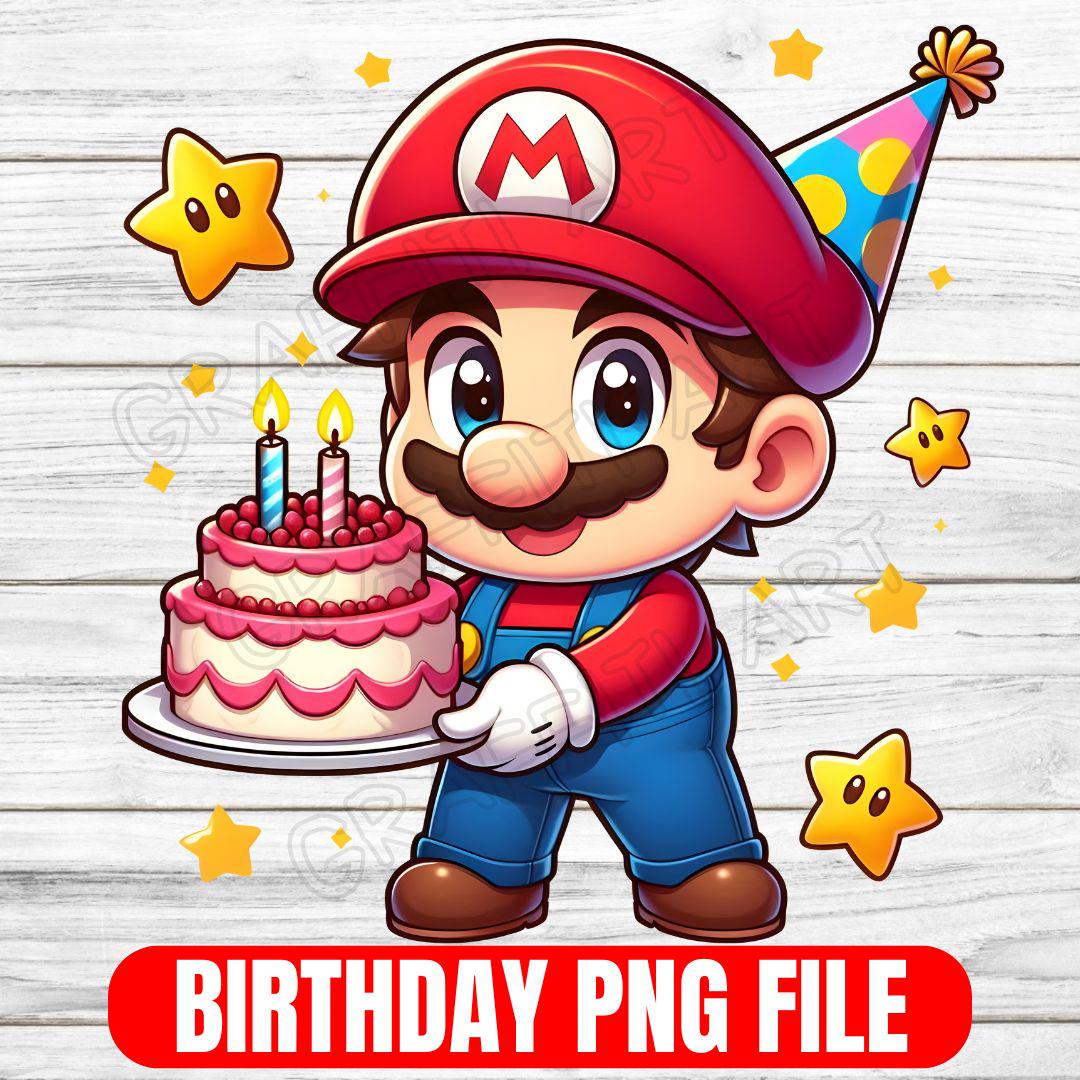 Super Mario Birthday Party PNG: Kids Cartoon Invitation (digital ...
