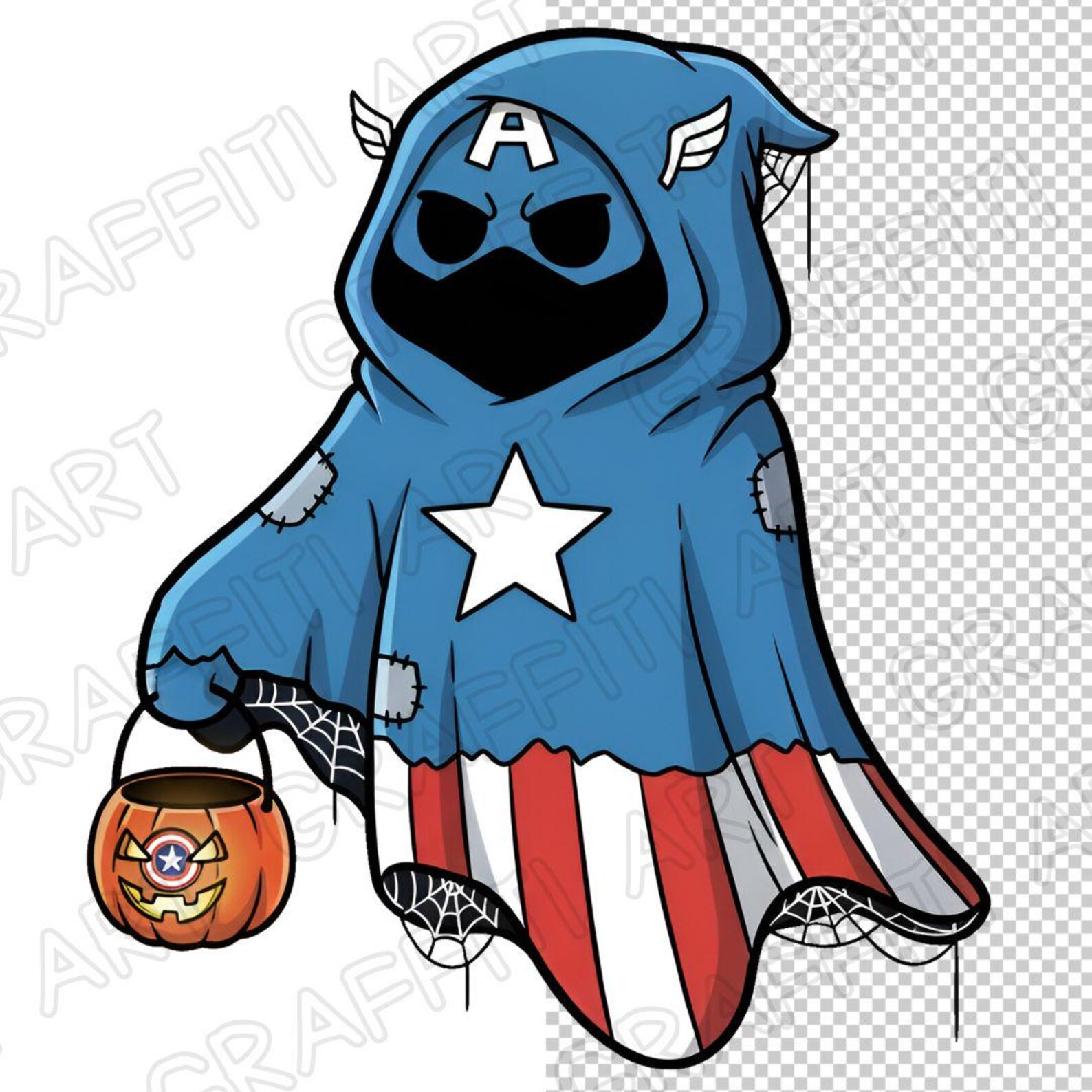 Halloween Ghost Superhero PNG: Kids Cartoon Sublimation Design (digital ...
