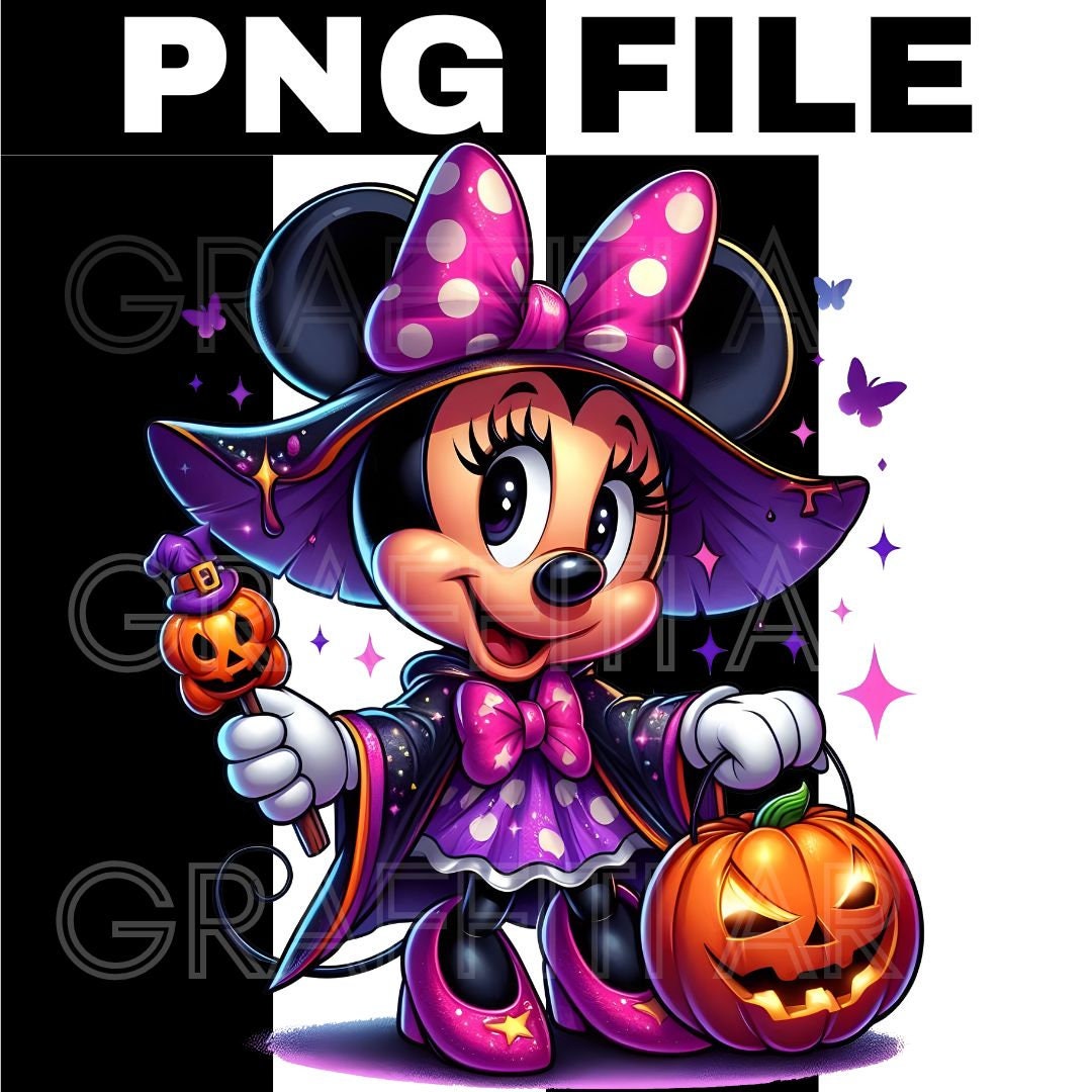 Minnie Mouse Halloween PNG: Spooky Cartoon Clipart (digital Download ...