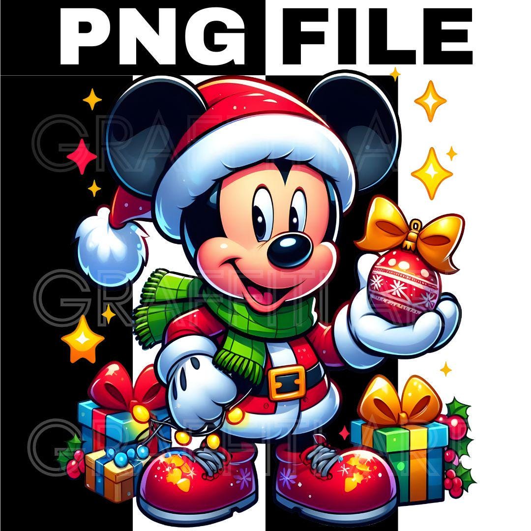 Minnie Mouse Christmas PNG: Cartoon Clipart Design (digital Download ...