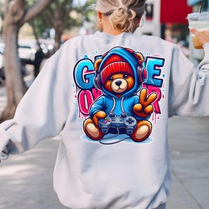Game Over PNG ,gaming Teddy Bear PNG Sublimation Shirt Digital Download ...