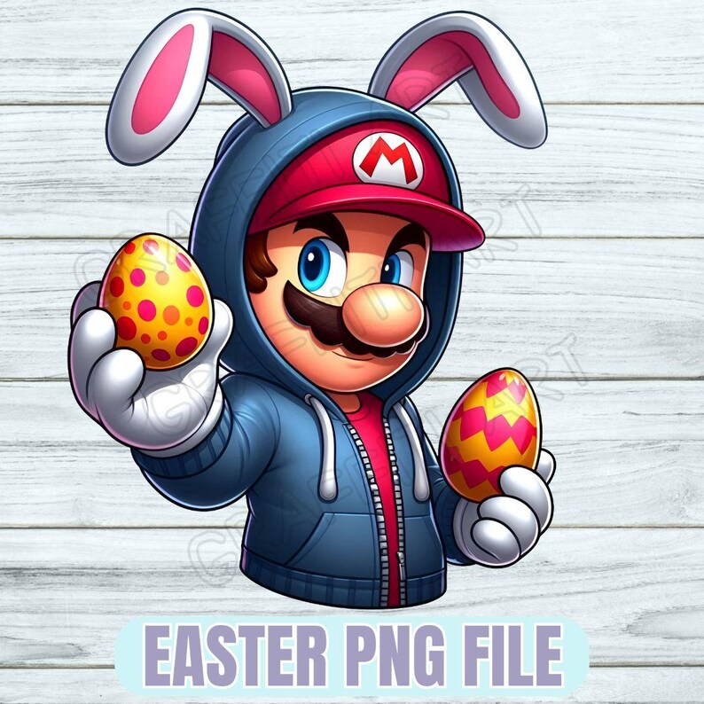 Super Mario Easter PNG: Kawaii Cartoon Clipart (digital Download) - Etsy