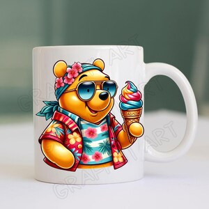 Summer Winnie the Pooh PNG: Kids Cartoon Sublimation Design (digital ...