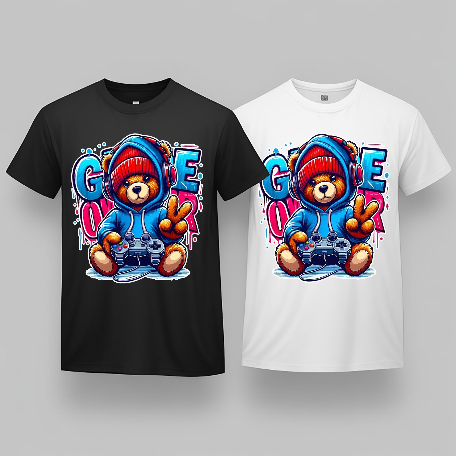 Game Over PNG ,gaming Teddy Bear PNG Sublimation Shirt Digital Download ...