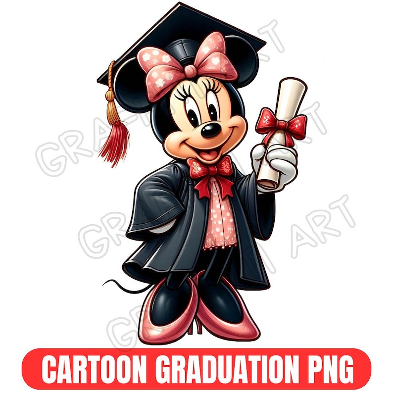 Mickey & Minnie Mouse Graduation PNG: Cartoon Clipart (digital Download ...