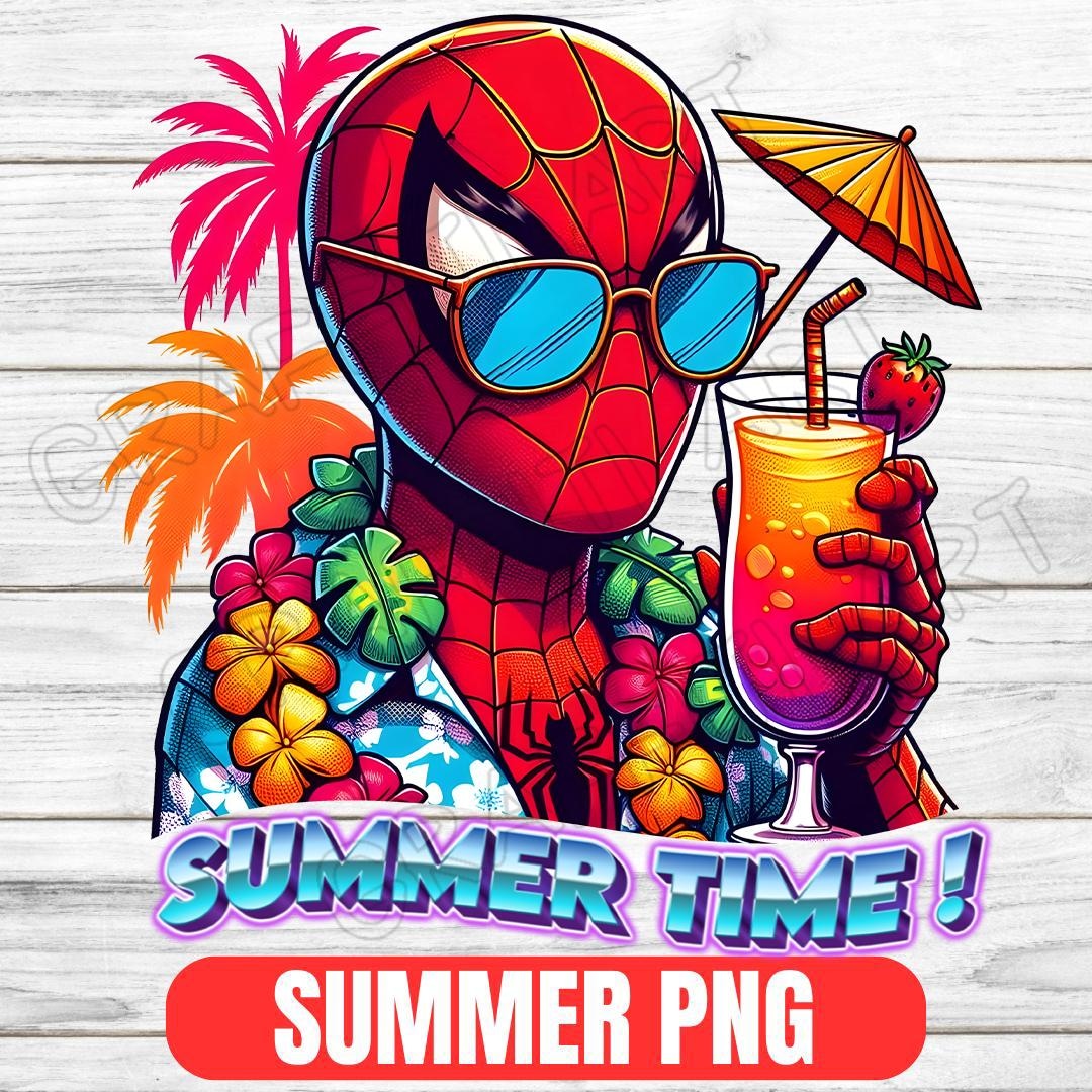 Summer Vibe Kids Cartoon Png, Spiderman Png Sublimation Design, Kids ...