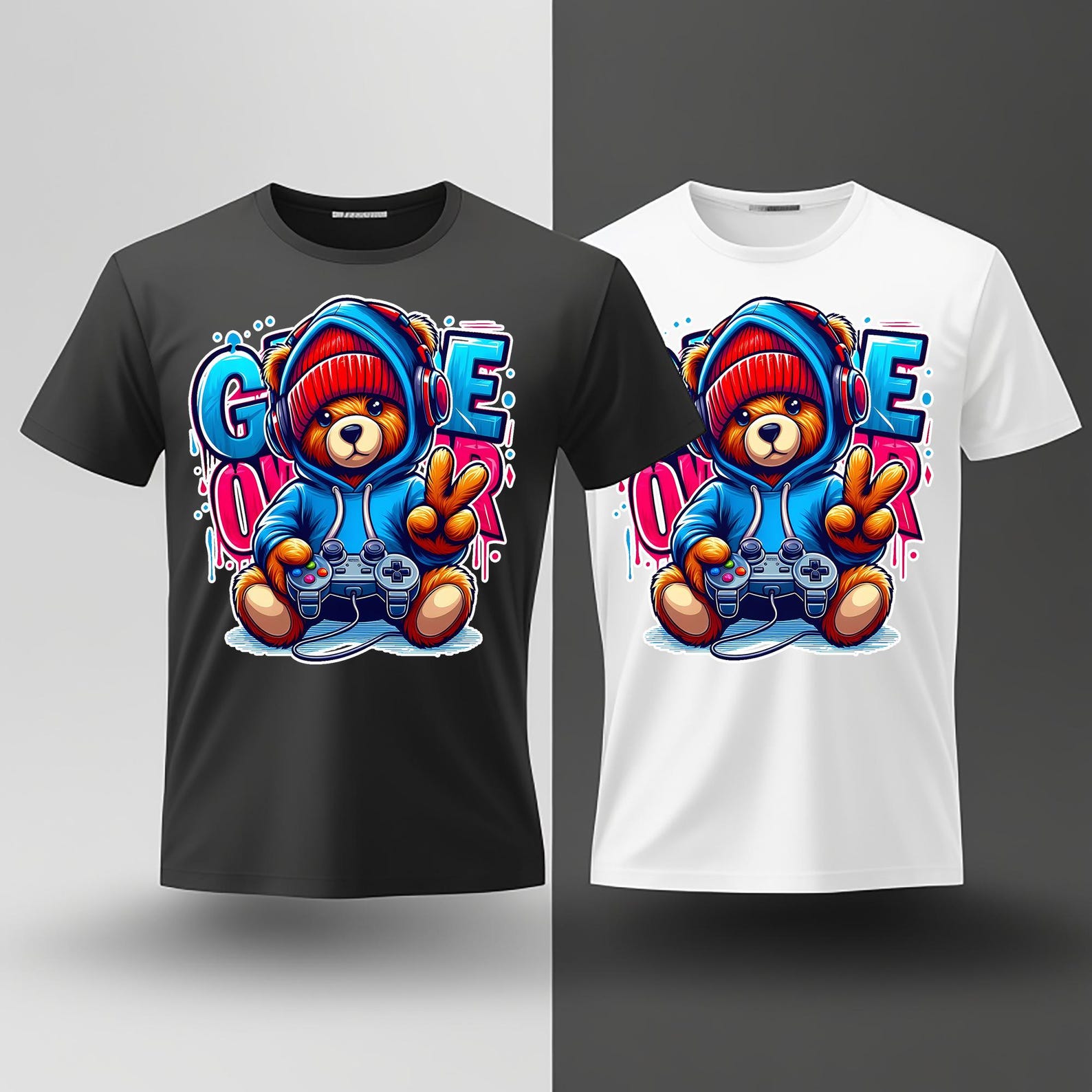 Game Over PNG ,gaming Teddy Bear PNG Sublimation Shirt Digital Download ...