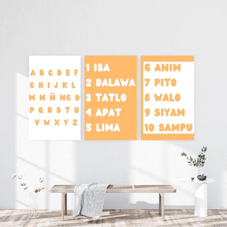Filipino Children's Wall Art Preschool Printable ABC 123 Food Vehicles ...
