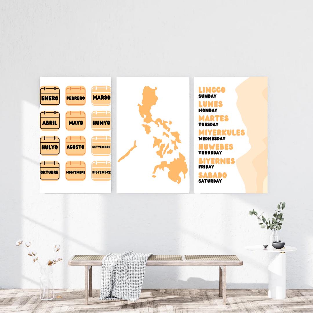 Filipino Children's Wall Art Preschool Printable ABC 123 Food Vehicles ...