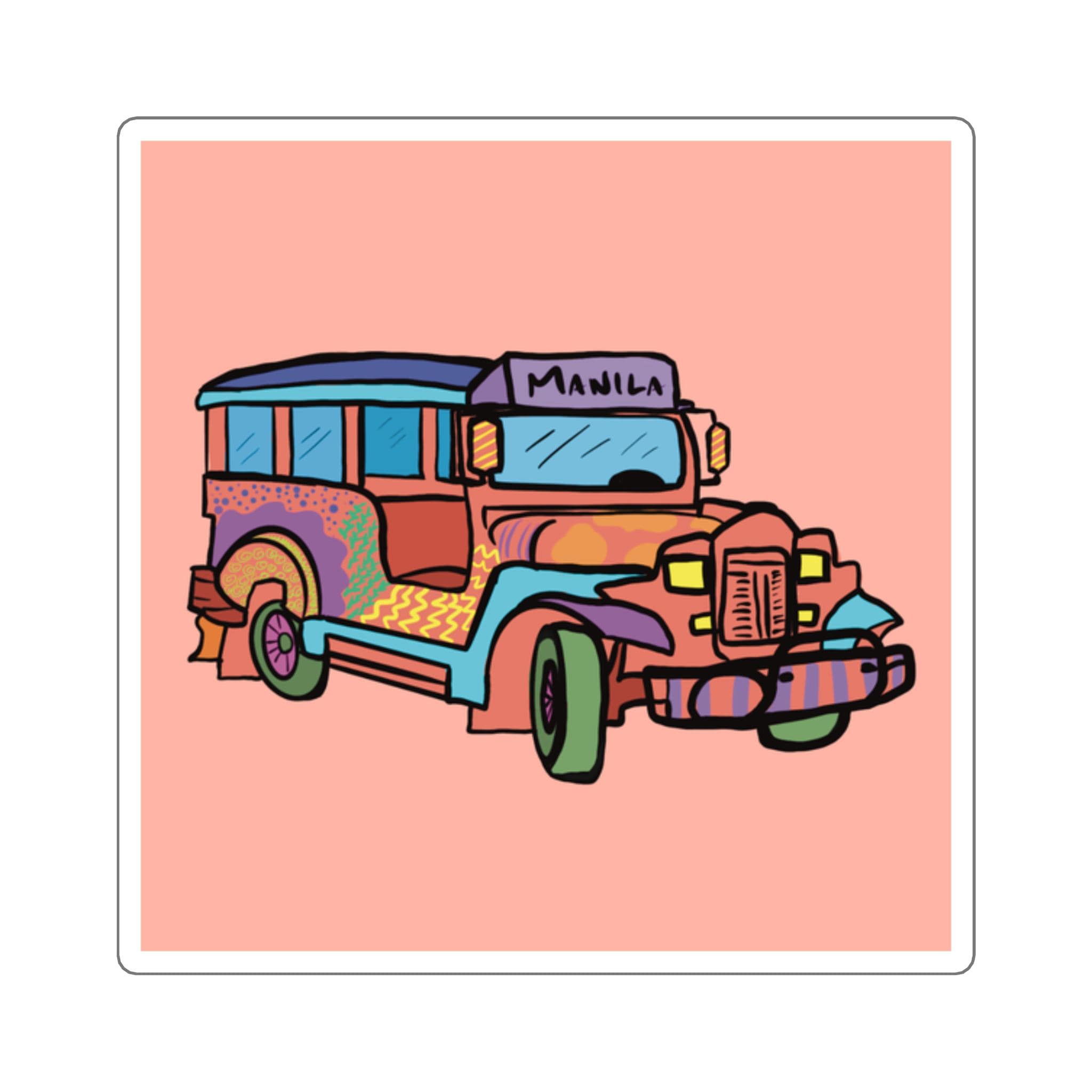 Manila Jeepney Colourful Art Square Stickers - Etsy