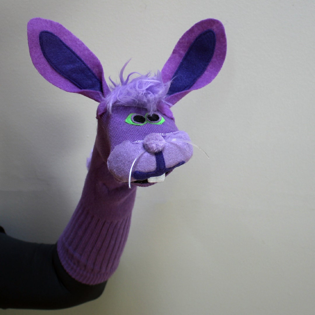 Luxury Sock Puppet Purple Bunny Rabbit, Cotton Sock, All Sewn Parts ...