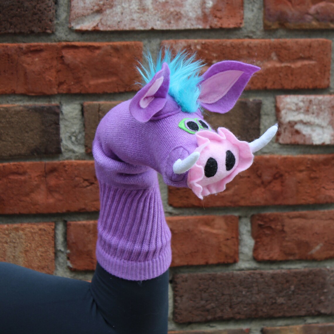 Purple Boar Sock Puppet With Tusks Handmade Made to Order - Etsy