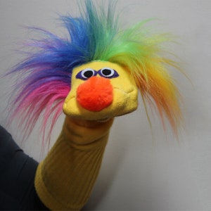 The Too Socky Classic Yellow Sock Puppet Rainbow Hair, Museum Quality ...