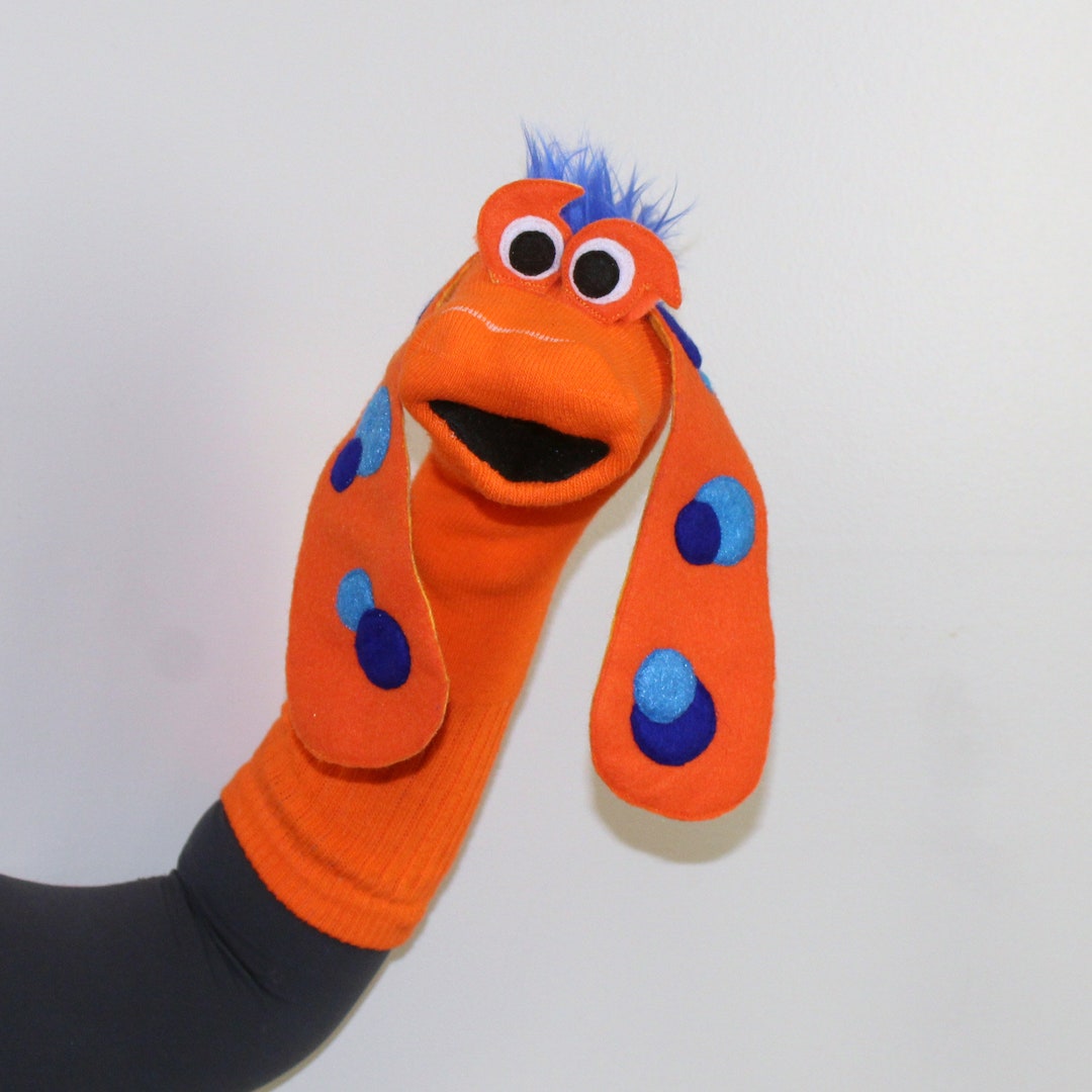 Luxury, Couture Sock Puppet, Orange Ting, Handmade, Moving Mouth ...