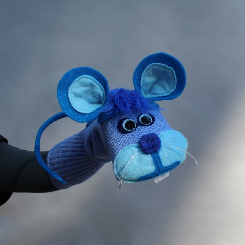 Adult Large Blue Mouse Sock Puppet Couture Handmade Toy | Etsy