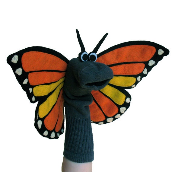 Monarch Butterfly Sock Puppet. Professionally Sewn Handmade | Etsy