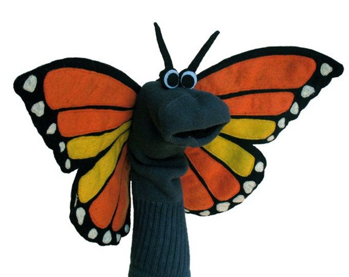 Monarch Butterfly Sock Puppet. Professionally Sewn, Handmade, Couture ...