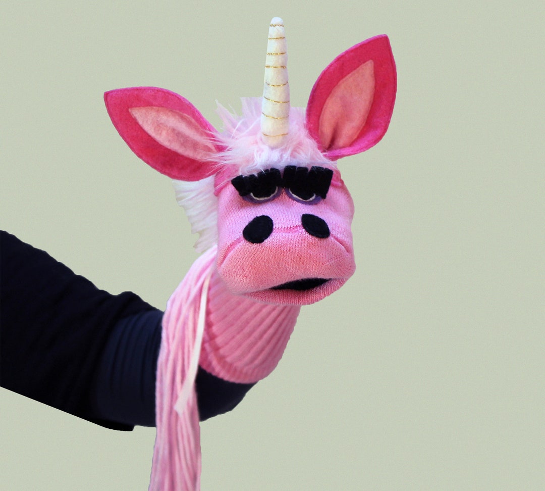 Pink Unicorn Sock Puppet, Couture, Museum Quality, Professionally Sewn ...