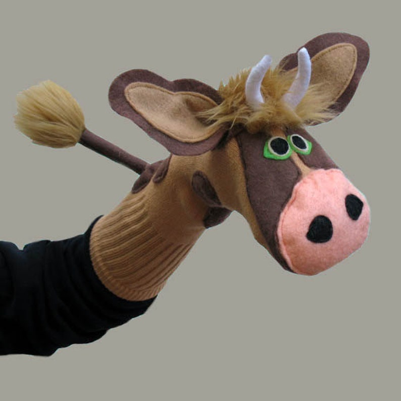 Sock Puppet Bull With Horns, Luxury Sockett®, Heirloom Quality, All ...
