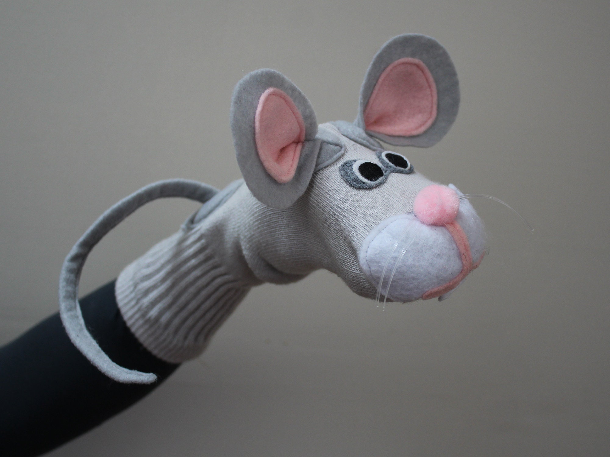 Gray Mouse Sock Puppet, Heirloom Quality, Professionally Sewn, Moving ...
