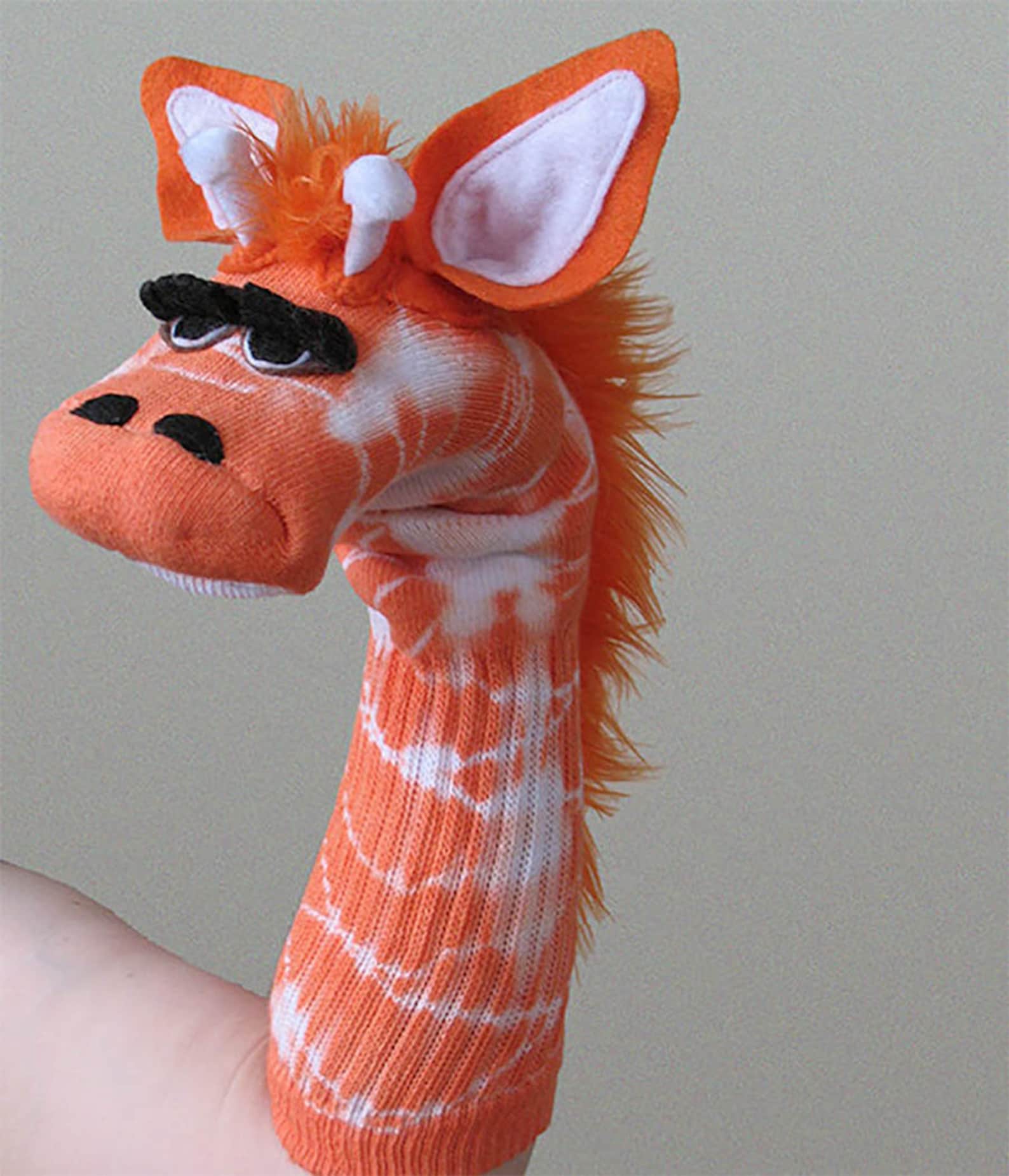 Tie Dye Giraffe Sock Puppet With Moving Mouth, Handmade - Etsy