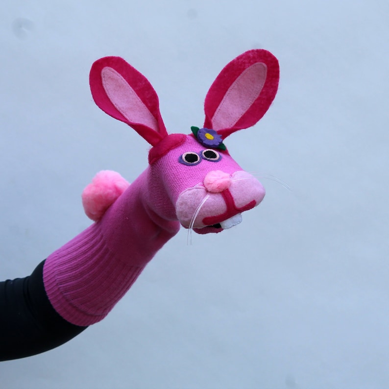Pink Bunny Rabbit Sock Puppet Handmade Professionally Sewn | Etsy