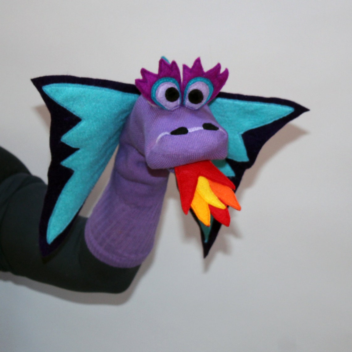 Sock Puppet Dragon Purple Fire Breathing Dragon Heirloom - Etsy