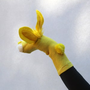Sunny Bunny Rabbit Yellow Sock Puppet, Heirloom Quality, ALL Sewn Parts ...
