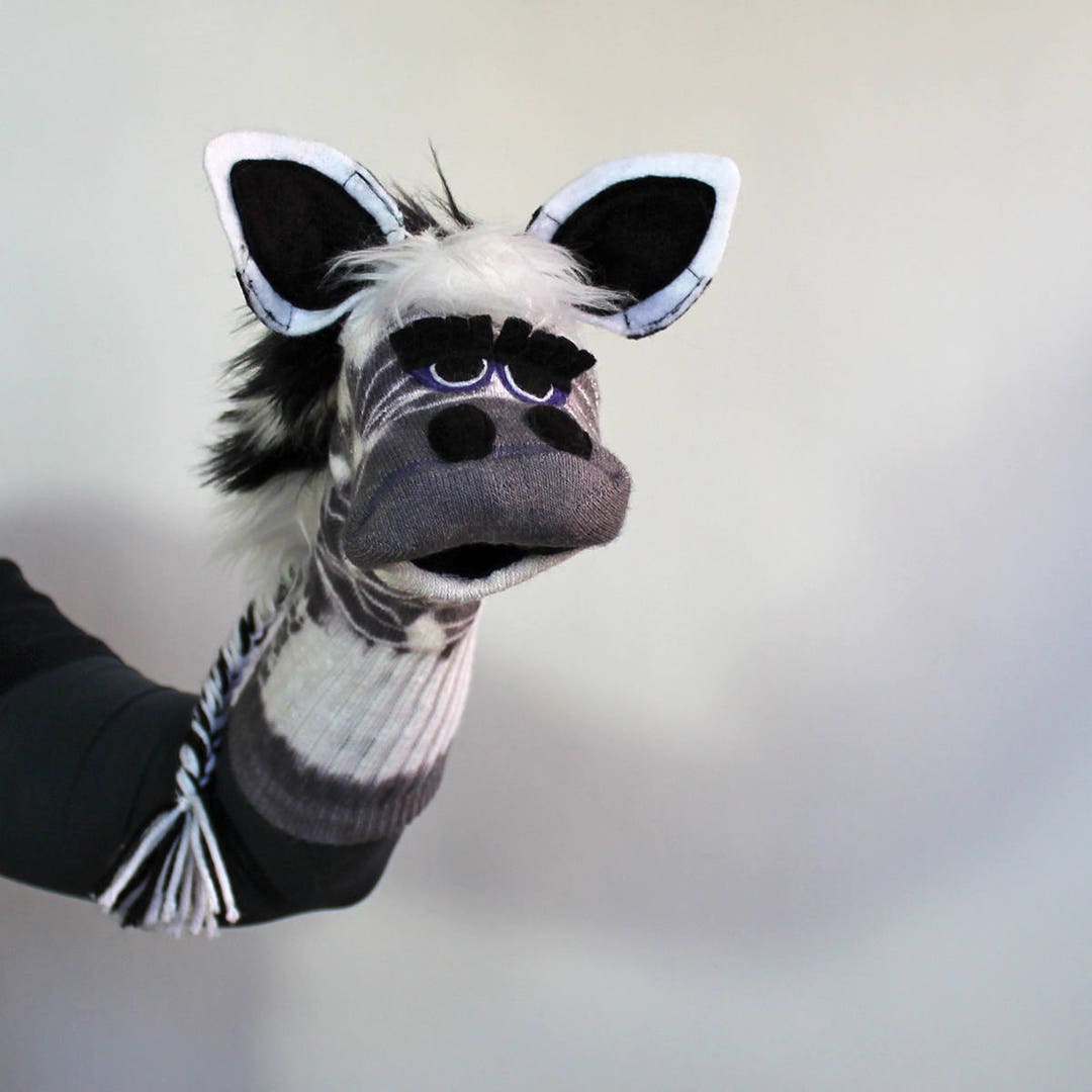 Luxury Tie Dyed, Zebra Sock Puppet With Lush, Striped Mane and Soft ...