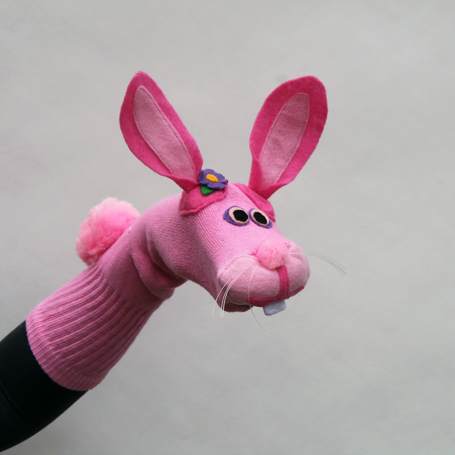 Pink Bunny Rabbit Sock Puppet Handmade Professionally Sewn - Etsy