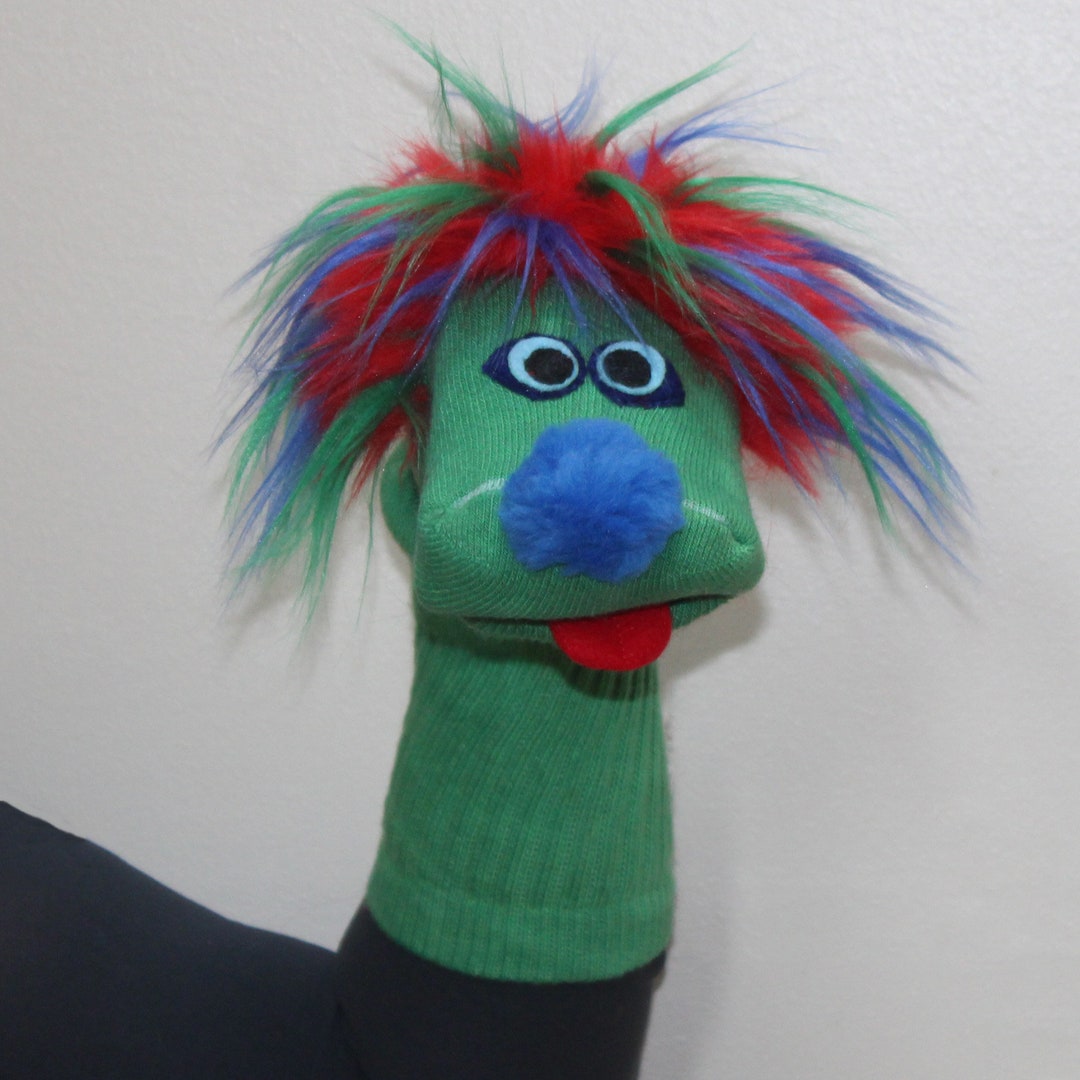 Luxury, Classic Sock Puppet "sammy", Tri-color Hair, Soft Colorful ...