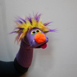 Luxury, Classic Sock Puppet "sammy" in Jewel Tones With Tri-color Hair ...