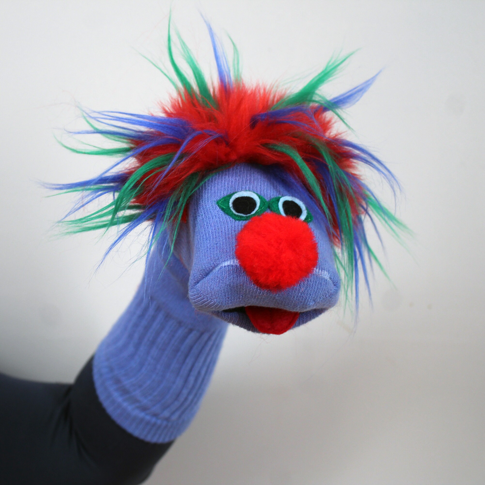 Luxury Sock Puppet, "sammy" With Tri-color Hair, Moving Mouth, Handmade ...