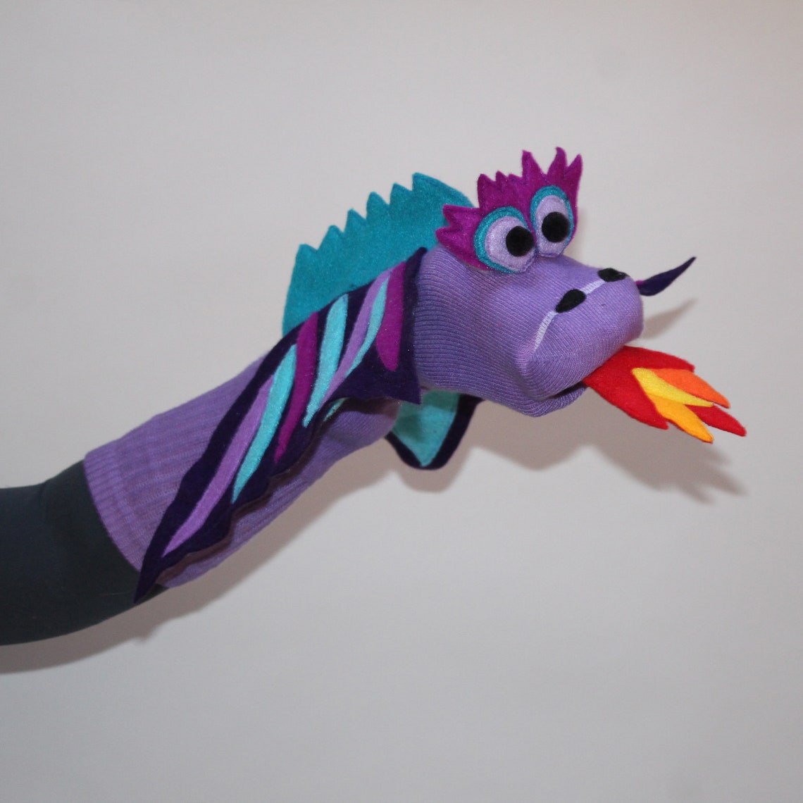 Sock Puppet Dragon Purple Fire Breathing Dragon Heirloom - Etsy