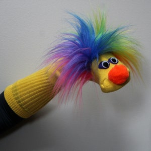 The Too Socky Classic Yellow Sock Puppet Rainbow Hair, Museum Quality ...