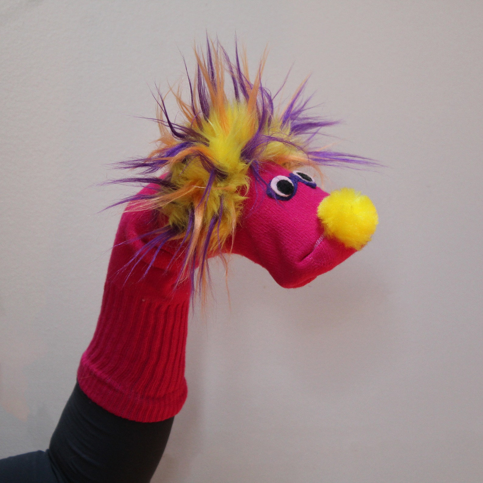 Classic, Sock Puppet "sammy" With Tri Color Hair, Heirloom Quality ...