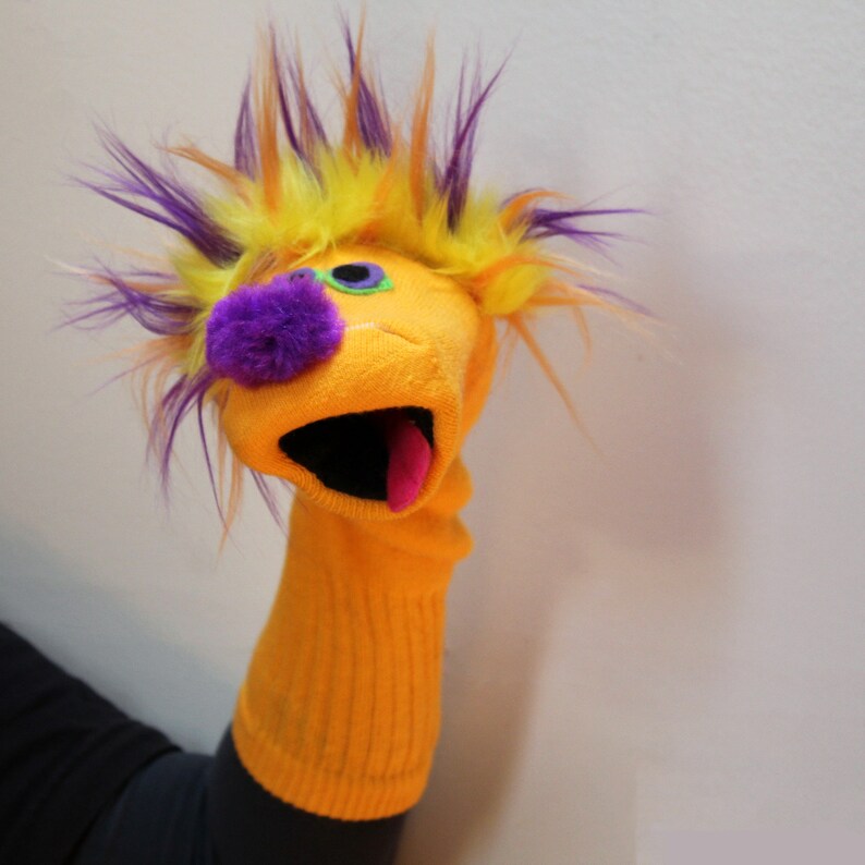 Luxury, Classic Sock Puppet "sammy" in Jewel Tones With Tri-color Hair ...