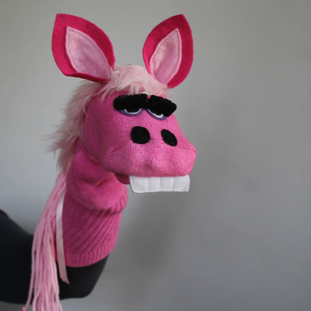 Handmade, Pink Pony Artisan Sock Puppet, Museum Quality Heirloom Fabric ...