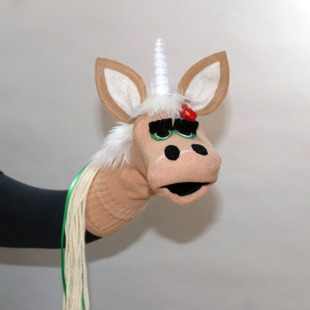 Luxury, Palomino Unicorn Sock Puppet for Kids & Adults, Handmade, OOAK ...