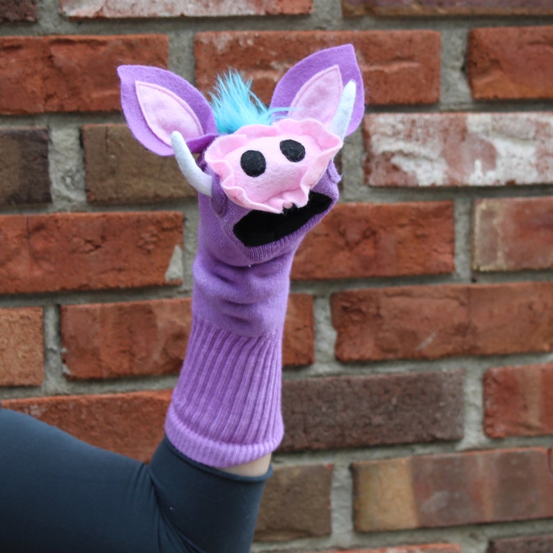 Purple Boar Sock Puppet With Tusks Handmade Made to Order - Etsy