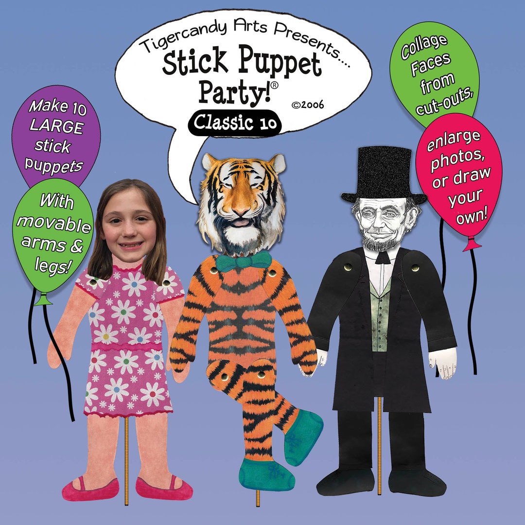 Deluxe Stick Puppet Kit, Create 10, LARGE, Original, Kinetic Puppets of ...
