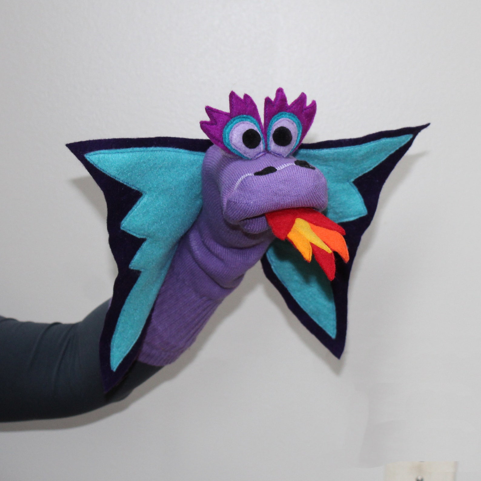Sock Puppet Dragon Purple Fire Breathing Dragon Heirloom - Etsy