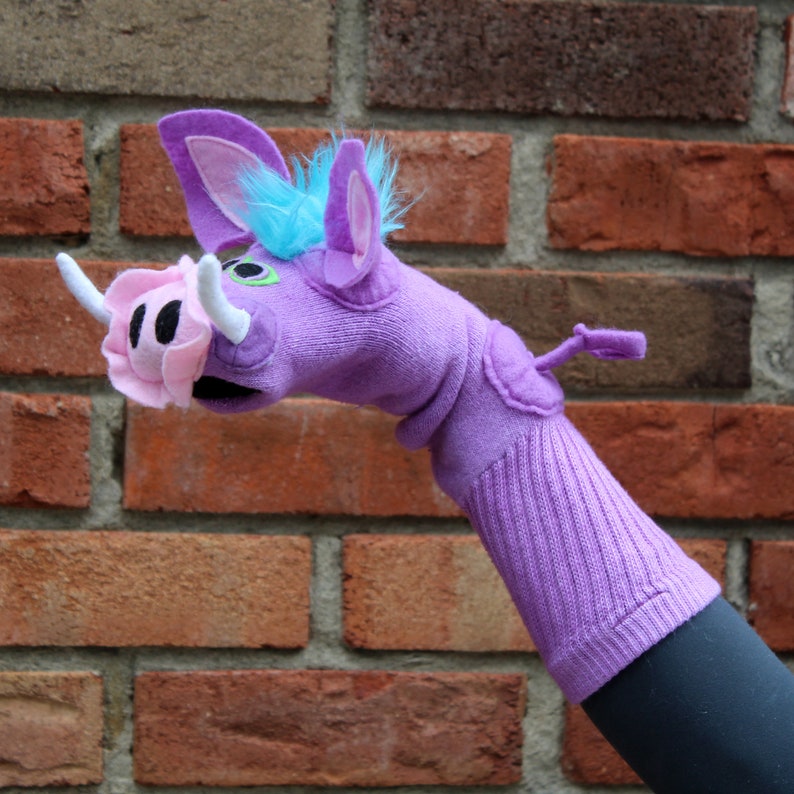 Purple Boar Sock Puppet With Tusks Handmade Made to Order - Etsy