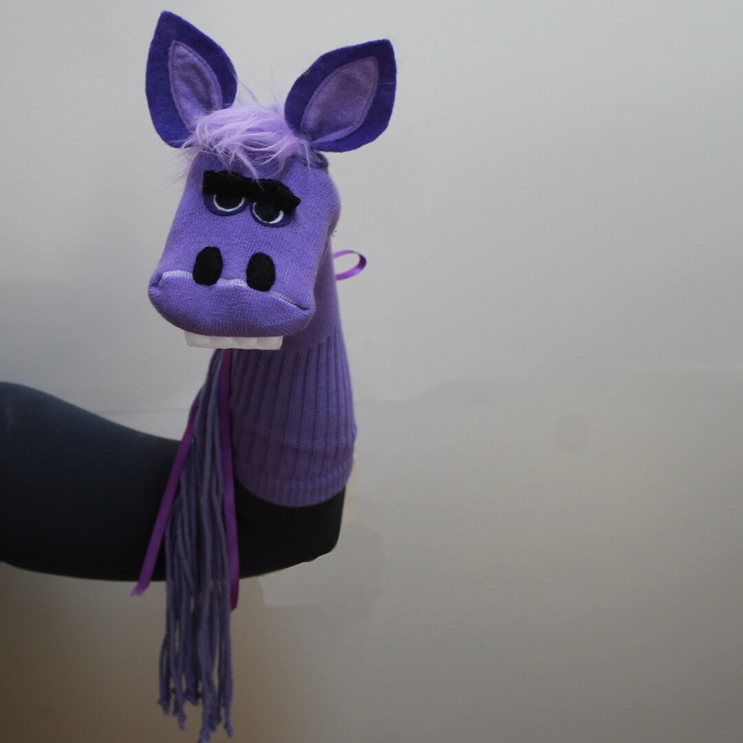 Couture, Purple Horse Sock Puppet, Handmade, Professionally Sewn Made ...