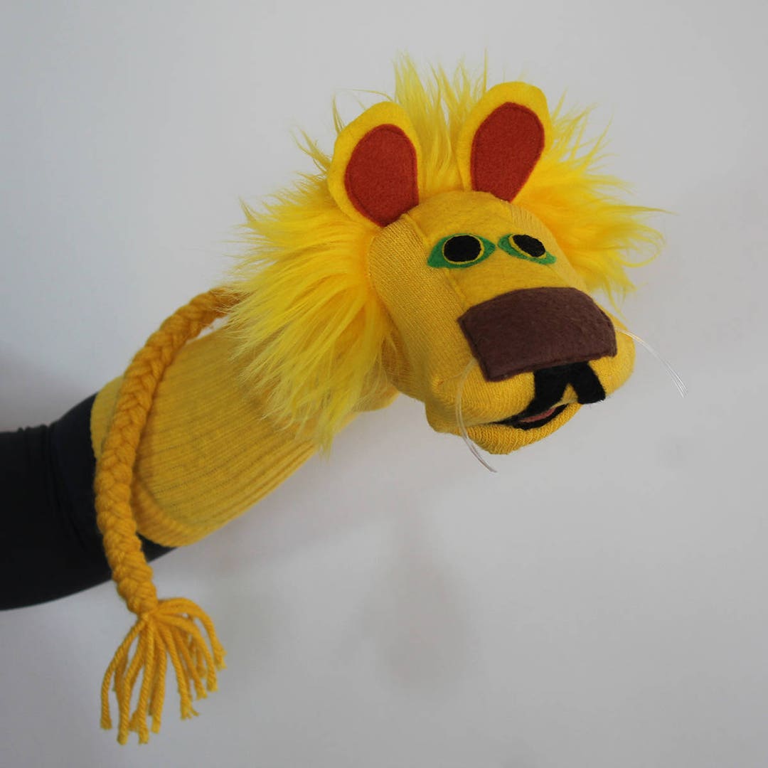 Deluxe, Yellow Lion Sock Puppet With Expressive Soft Mouth, Handmade to ...