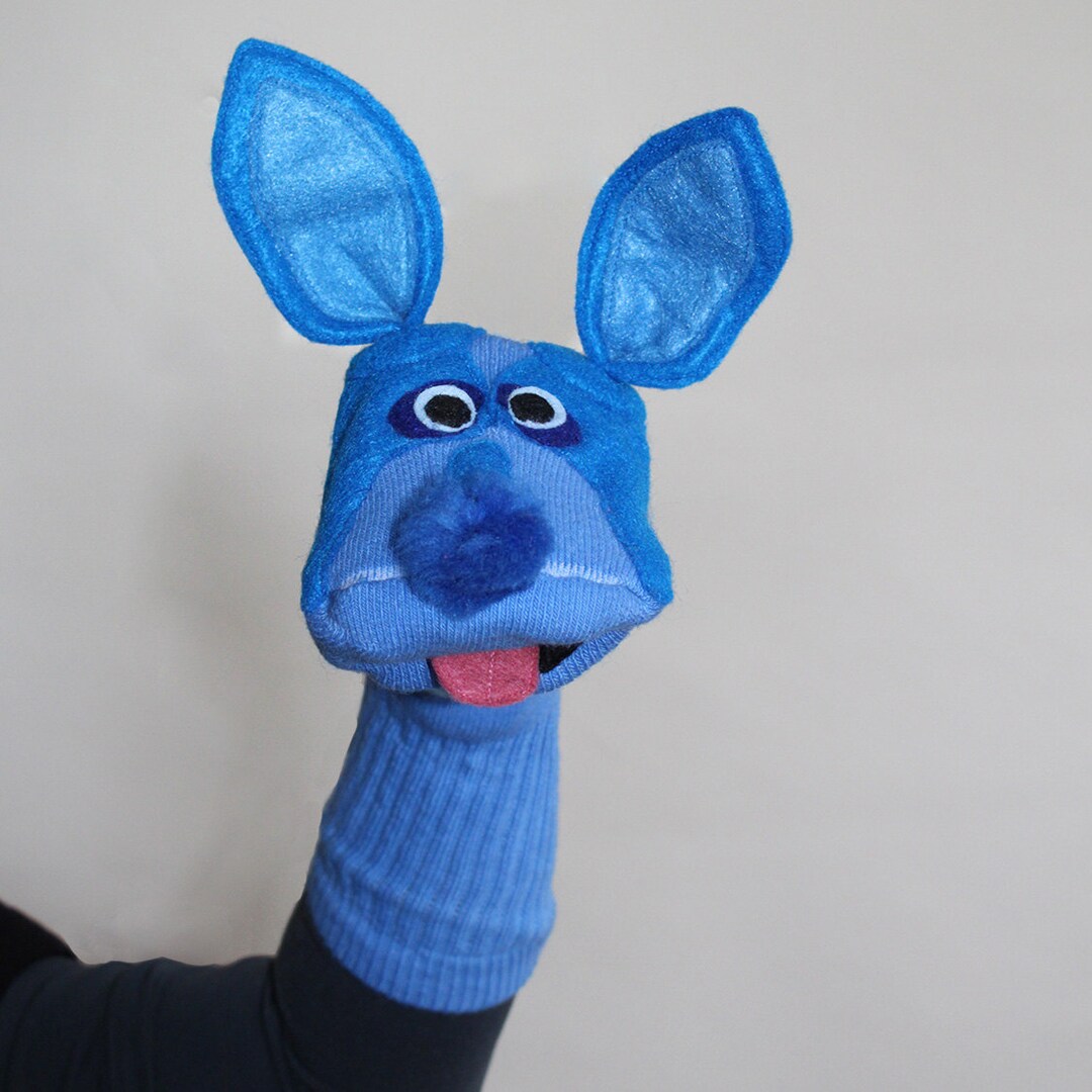 Blue Dog Sock Puppet, Handmade Pitbull Puppet, Couture, Professionally ...