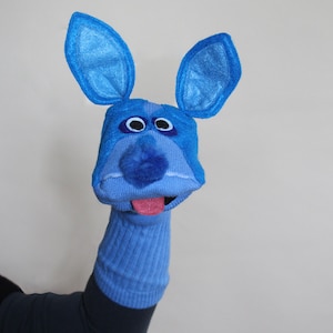Blue Dog Sock Puppet, Handmade Pitbull Puppet, Couture, Professionally ...