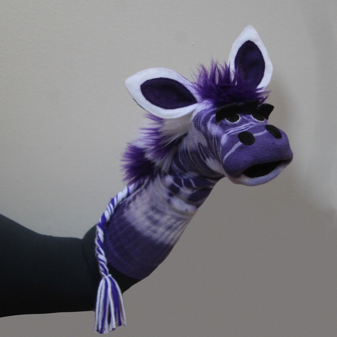 Purple Zebra Sockett® Sock Puppet, Handmade, Heirloom Quality, Moving ...